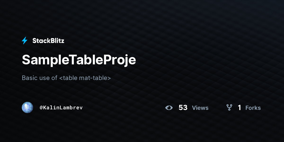 SampleTableProje - StackBlitz