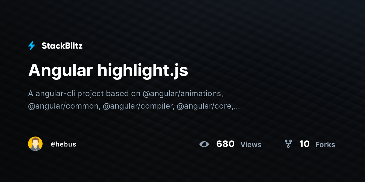 Angular highlight.js - StackBlitz