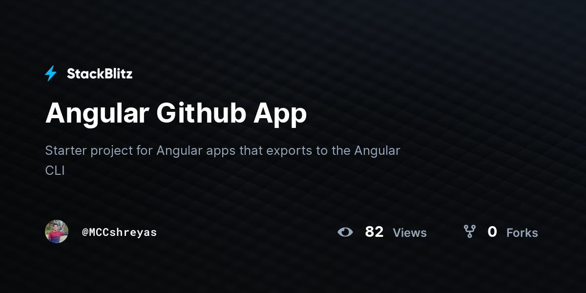 Angular Github App - StackBlitz