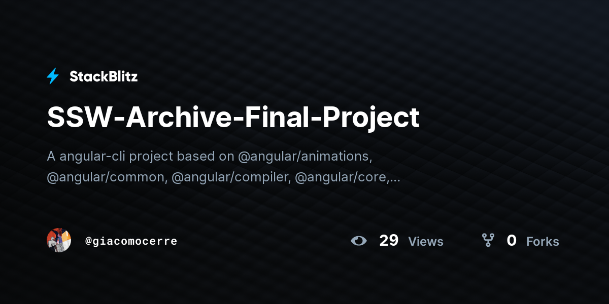 SSW-Archive-Final-Project - StackBlitz