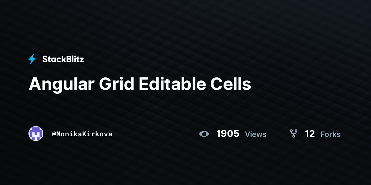 Angular Grid Editable Cells - StackBlitz