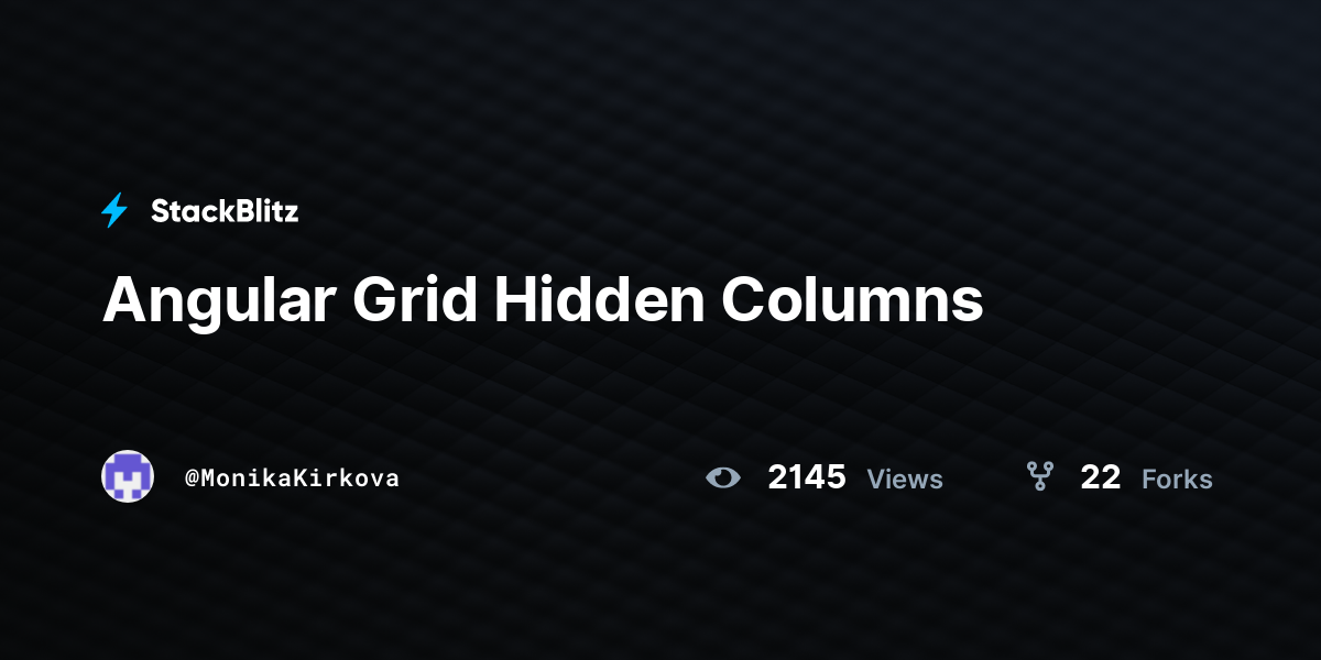 Angular Grid Hidden Columns - StackBlitz