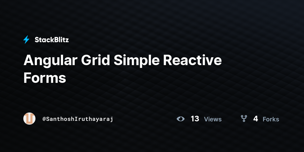 Angular Grid Simple Reactive Forms - StackBlitz