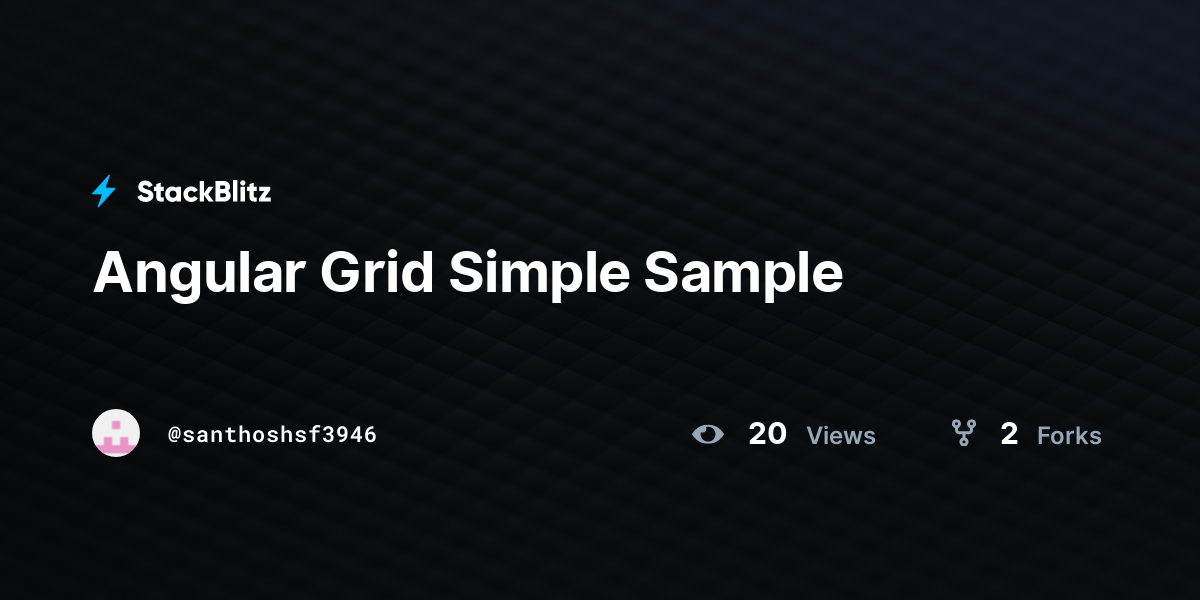 Angular Grid Simple Sample - StackBlitz Angular Grid Simple Sample - StackBlitz