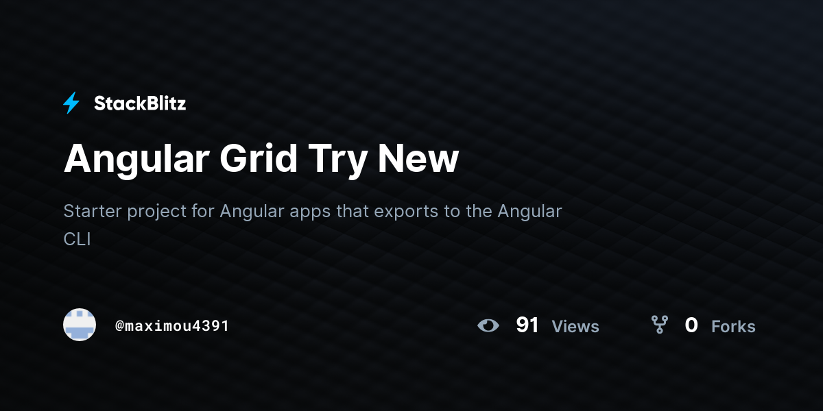 Angular Grid Try New - StackBlitz