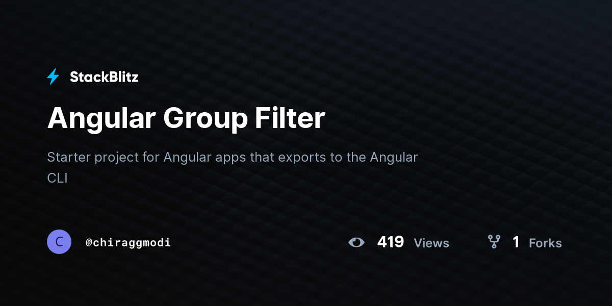 Angular Group Filter - StackBlitz