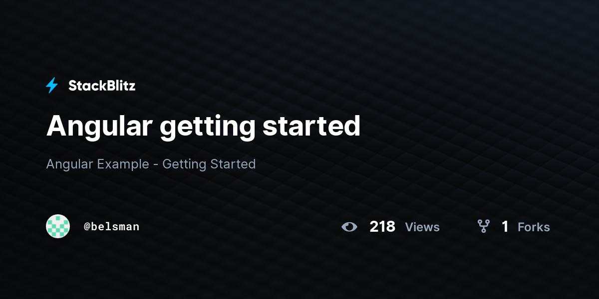 Angular Getting Started Stackblitz