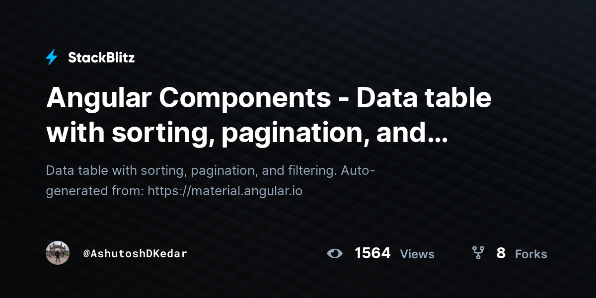 Angular Components - Data table with sorting, pagination, and filtering. - StackBlitz