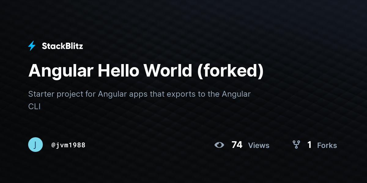 Angular Hello World (forked) - StackBlitz