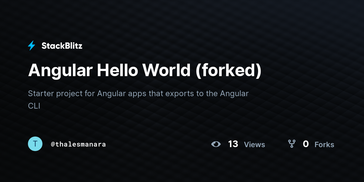 Angular Hello World (forked) - StackBlitz