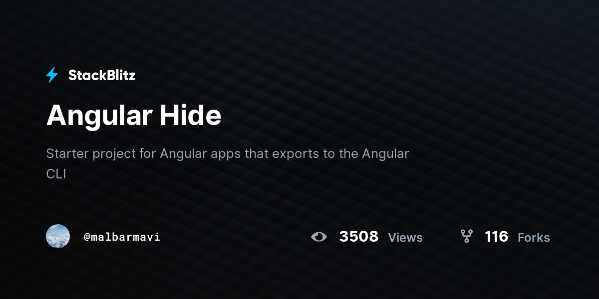 Angular Hide - StackBlitz Angular Hide - StackBlitz