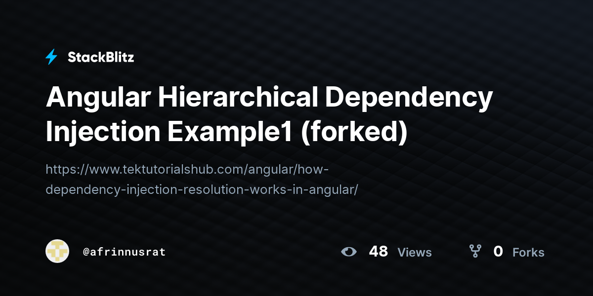 Angular Hierarchical Dependency Injection Example1 (forked) - StackBlitz