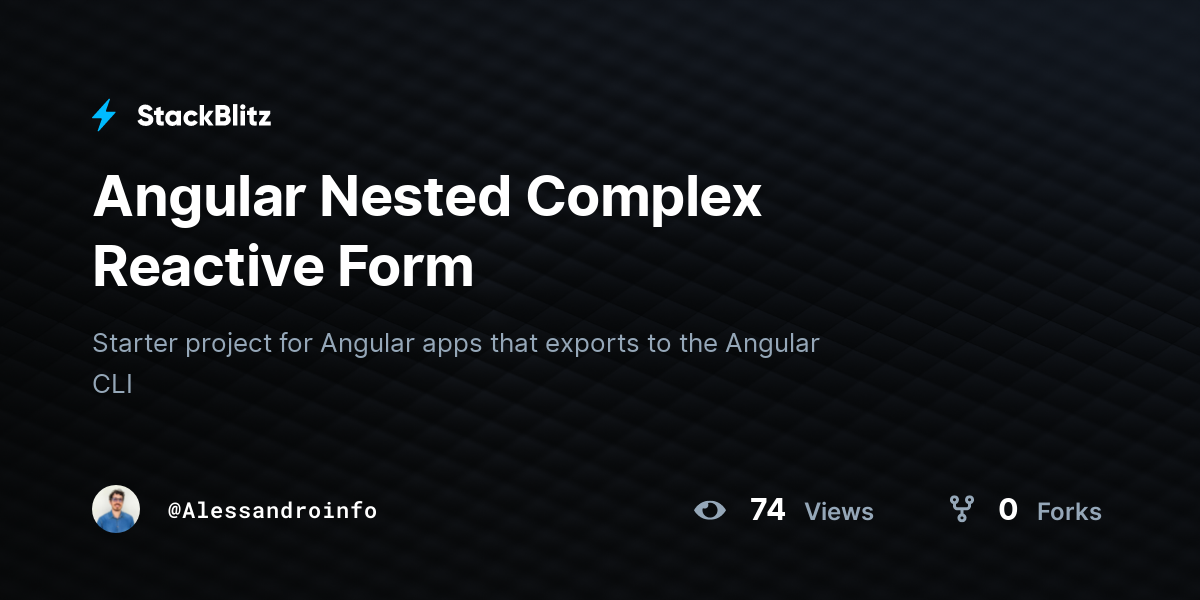 Angular Nested Complex Reactive Form - StackBlitz