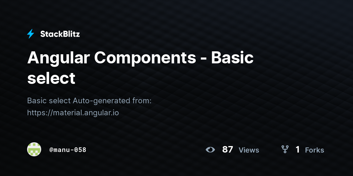 Angular Components - Basic select - StackBlitz