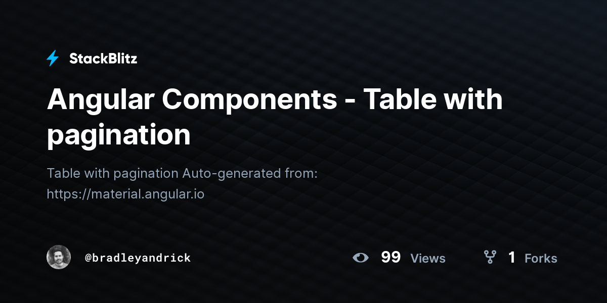 Angular Components - Table with pagination - StackBlitz Angular Components - Table with pagination - StackBlitz