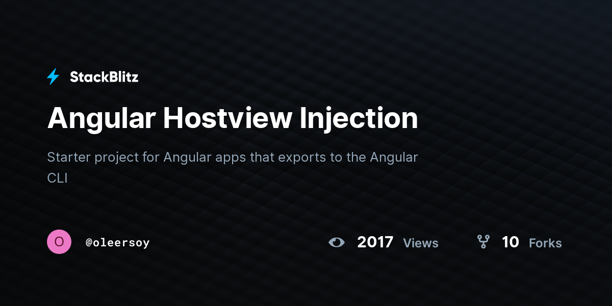 Angular Hostview Injection - StackBlitz