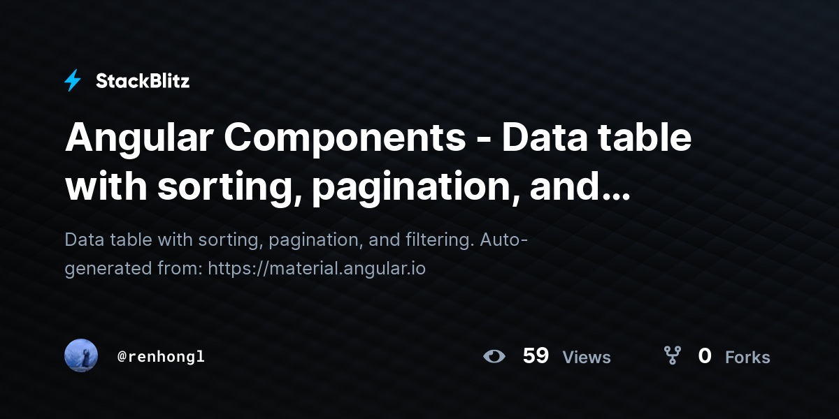 Angular Components - Data table with sorting, pagination, and filtering ... Angular Components - Data table with sorting, pagination, and filtering ...