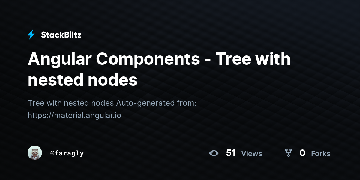 Angular Components - Tree with nested nodes - StackBlitz Angular Components - Tree with nested nodes - StackBlitz