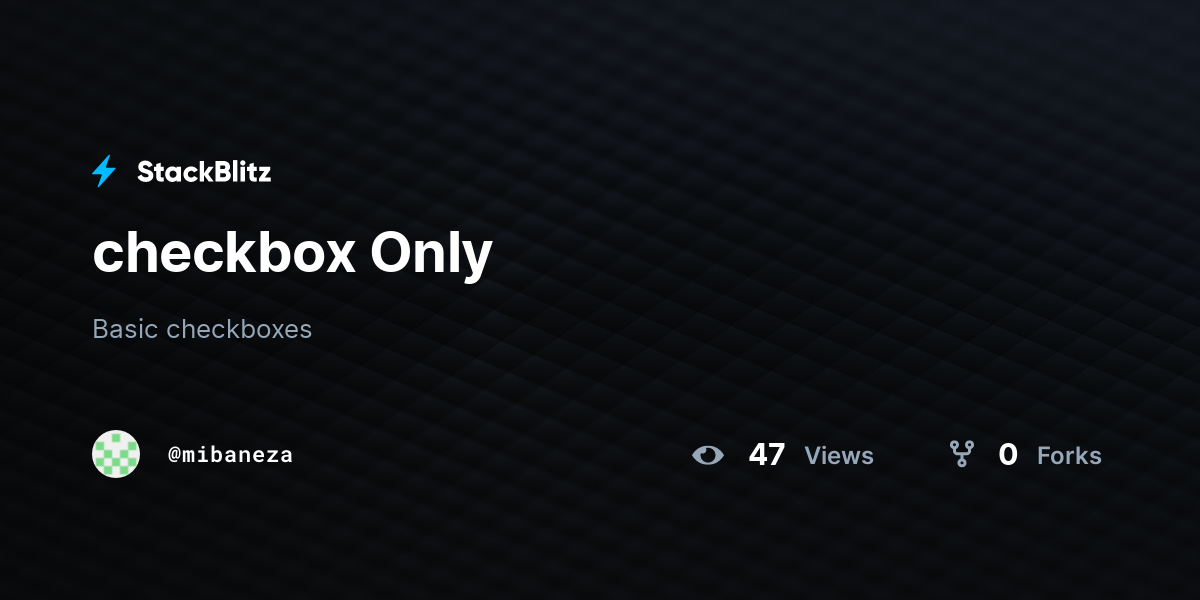 checkbox Only - StackBlitz