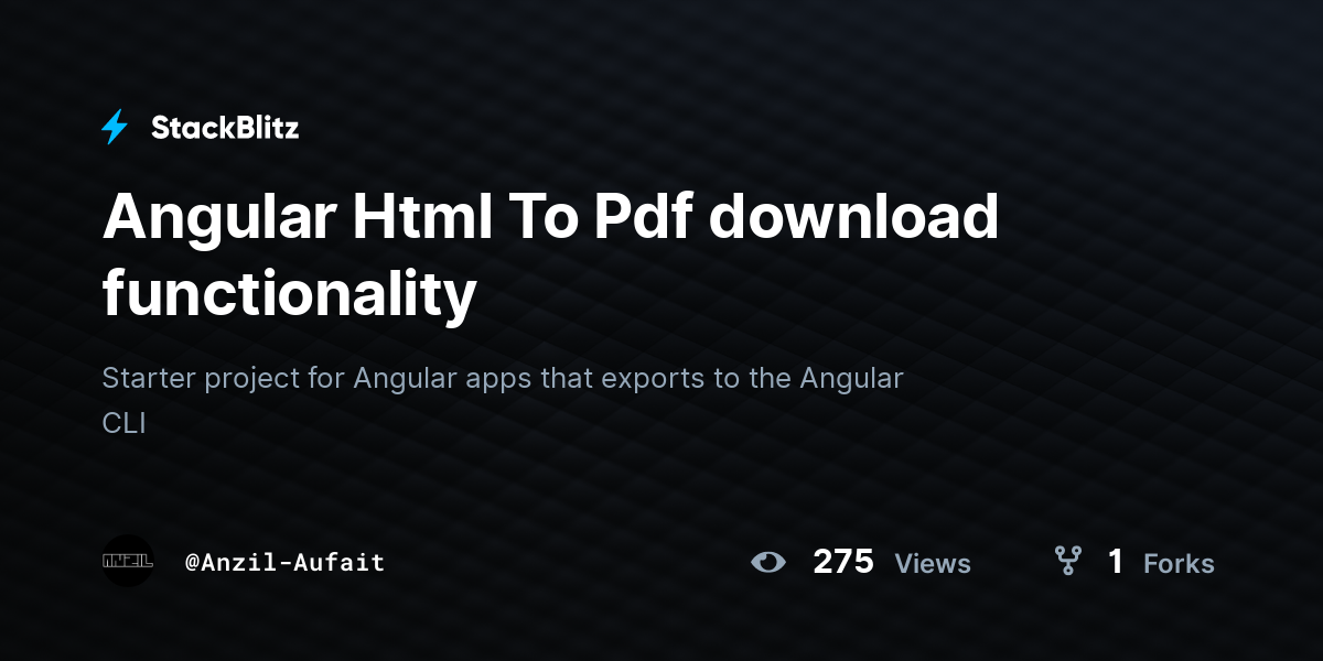Angular Html To Pdf download functionality - StackBlitz