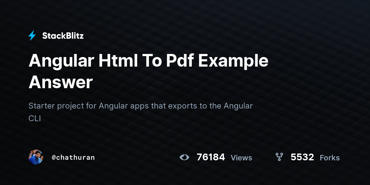 Angular Html To Pdf Example Answer - StackBlitz Angular Html To Pdf Example Answer - StackBlitz