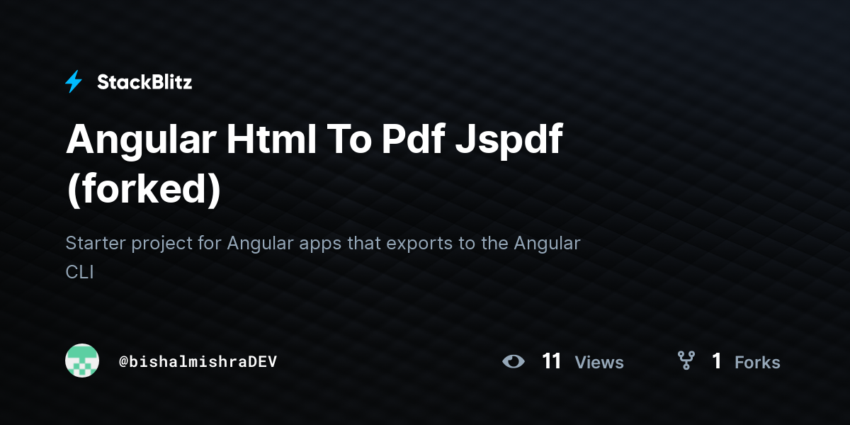 Angular Html To Pdf Jspdf (forked) - StackBlitz