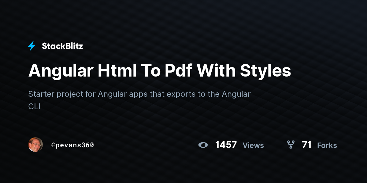 Angular Html To Pdf With Styles - StackBlitz