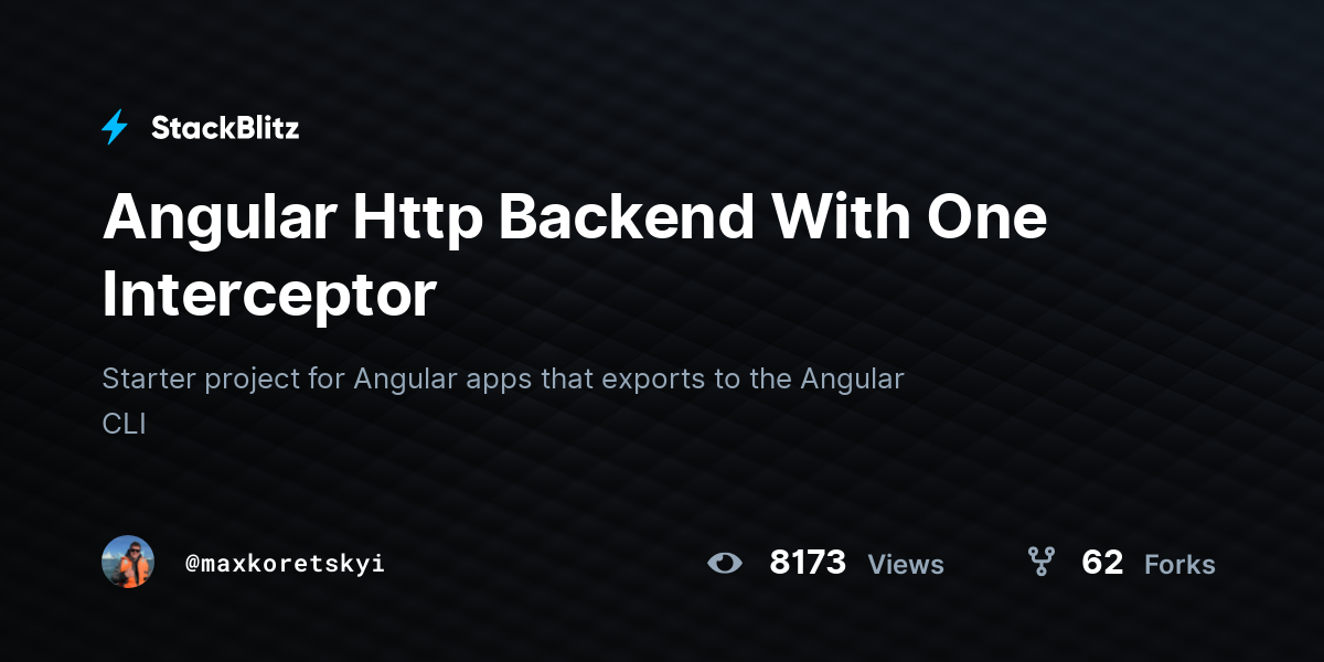 Angular Http Backend With One Interceptor - StackBlitz
