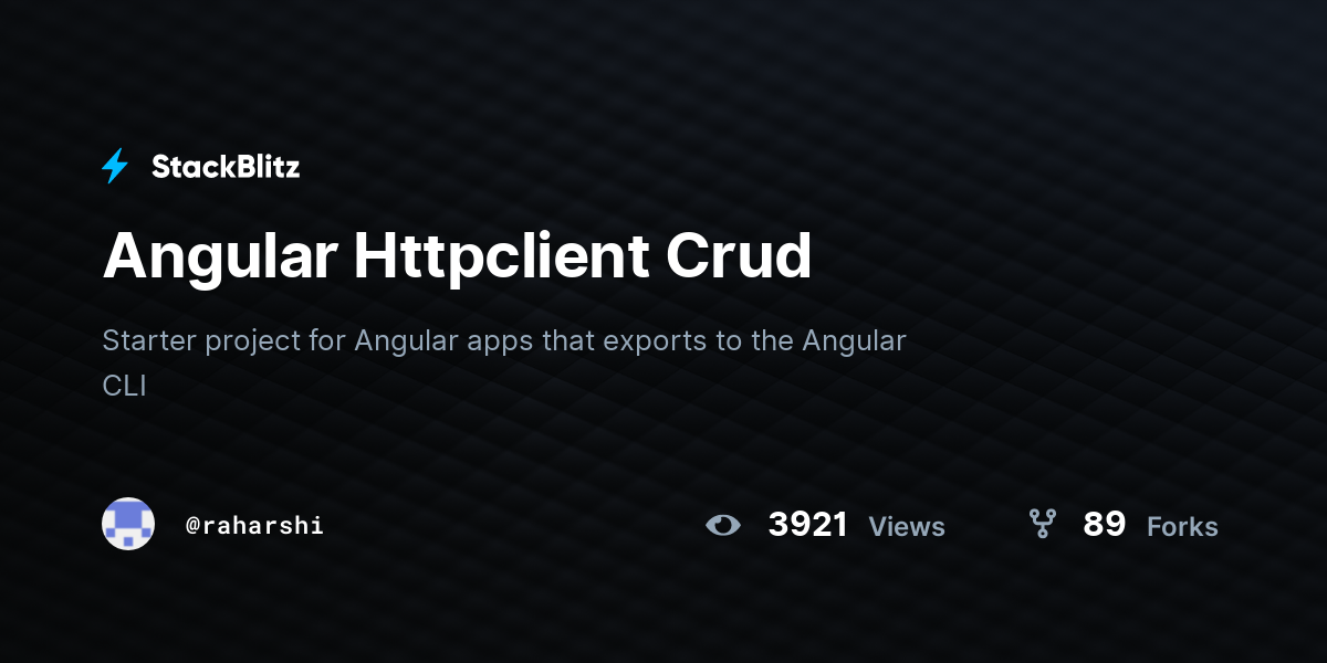 Angular Httpclient Crud - StackBlitz Angular Httpclient Crud - StackBlitz