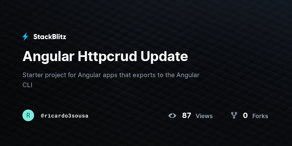 Angular Httpcrud Update - StackBlitz Angular Httpcrud Update - StackBlitz