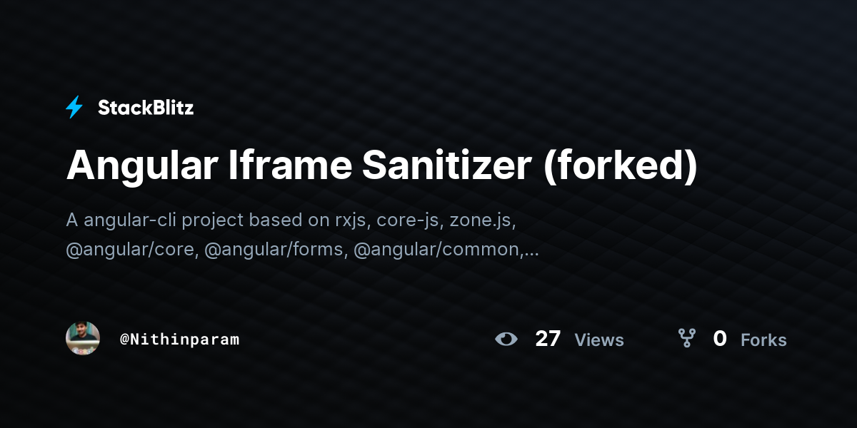 Angular Iframe Sanitizer (forked) - StackBlitz