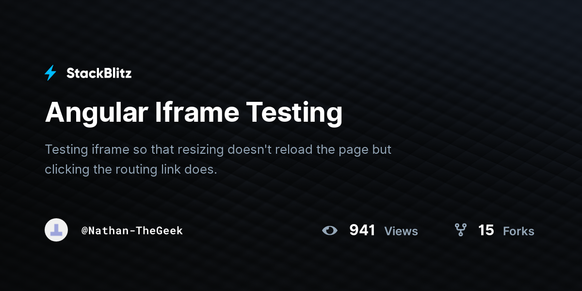 Angular Iframe Testing - StackBlitz