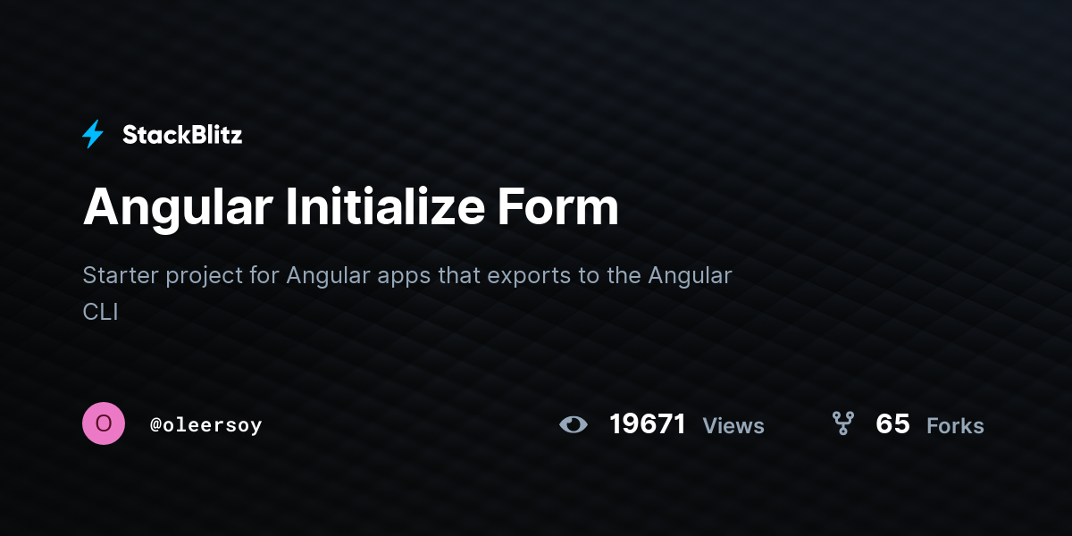 Angular Initialize Form - StackBlitz
