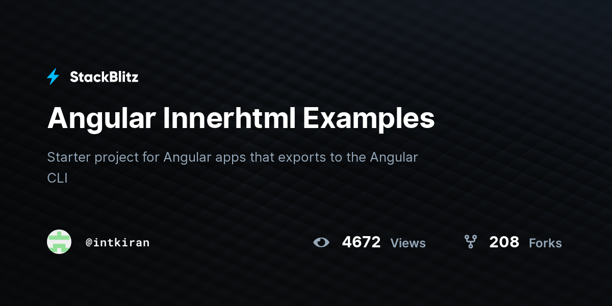 Angular Innerhtml Examples - StackBlitz