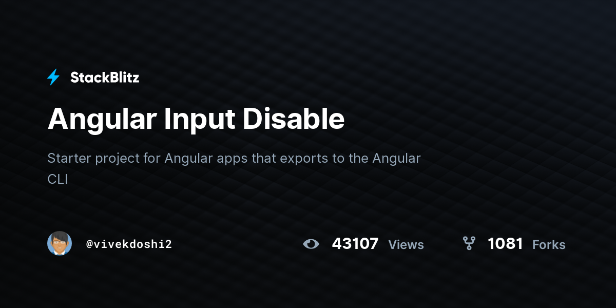 Angular Input Disable - StackBlitz