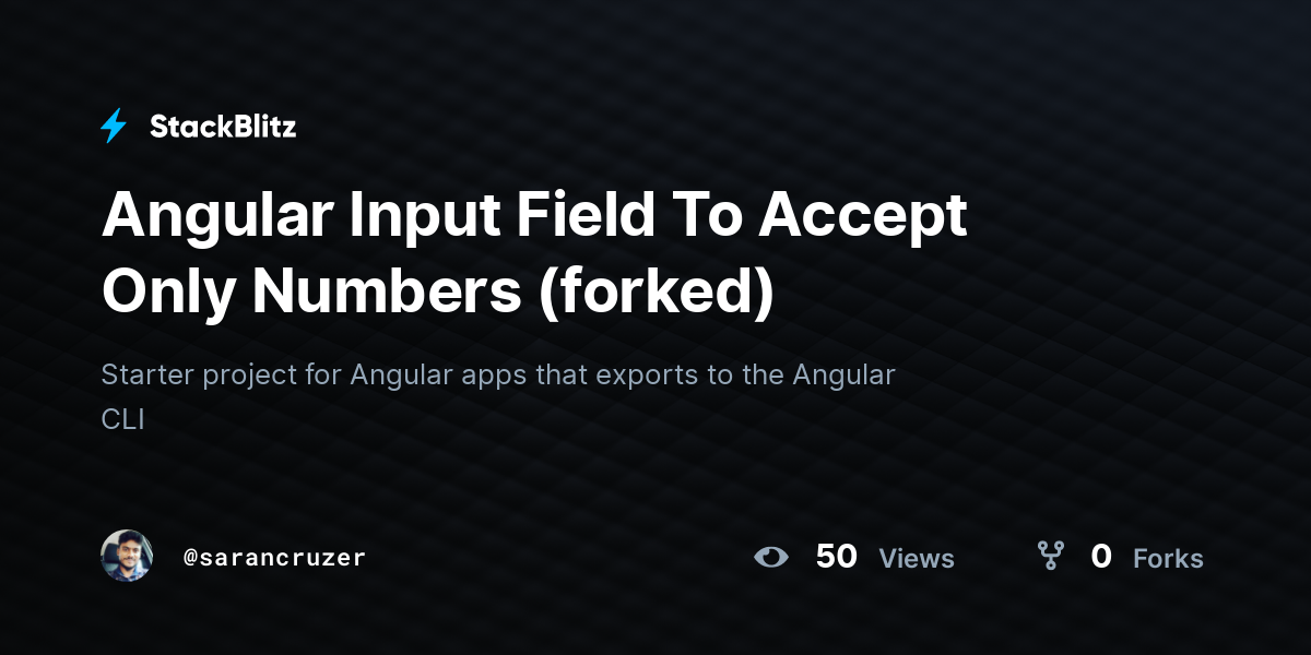 Angular Input Field To Accept Only Numbers forked StackBlitz