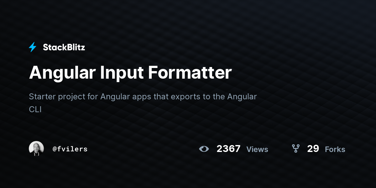 Angular Input Formatter - StackBlitz
