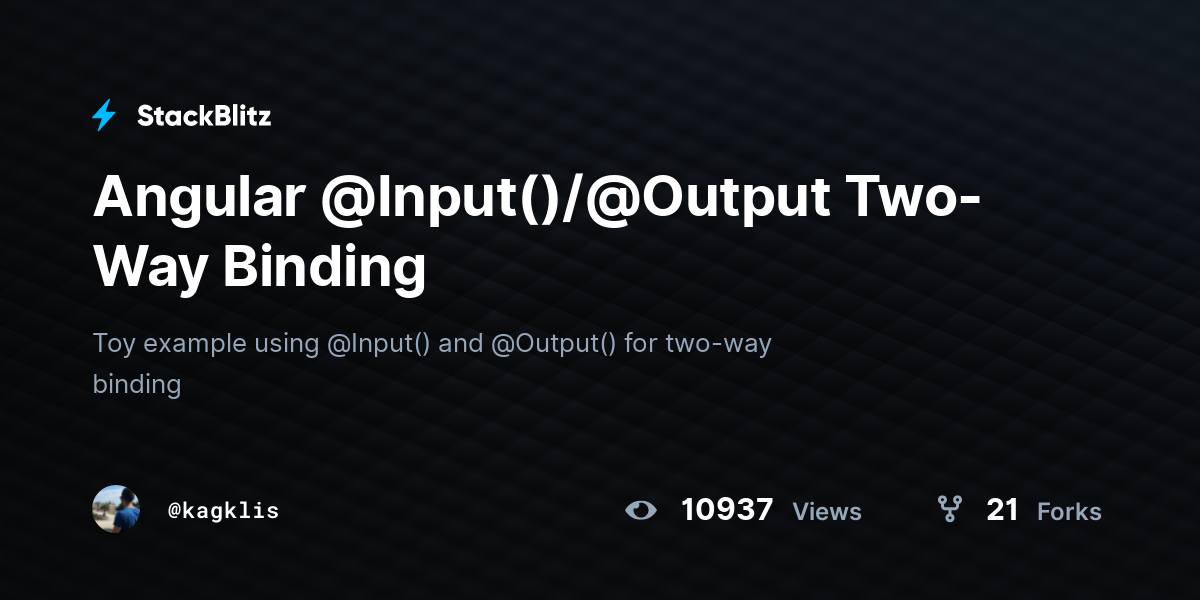 Angular @Input()/@Output Two-Way Binding - StackBlitz