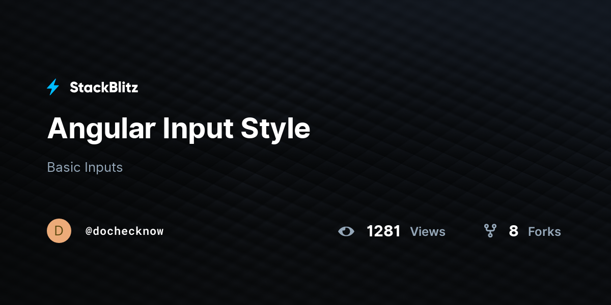 Angular Input Style Stackblitz