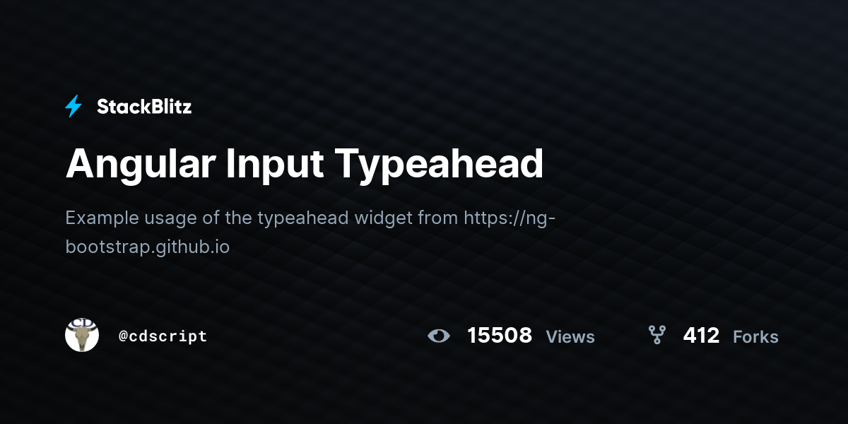 Angular Input Typeahead - StackBlitz