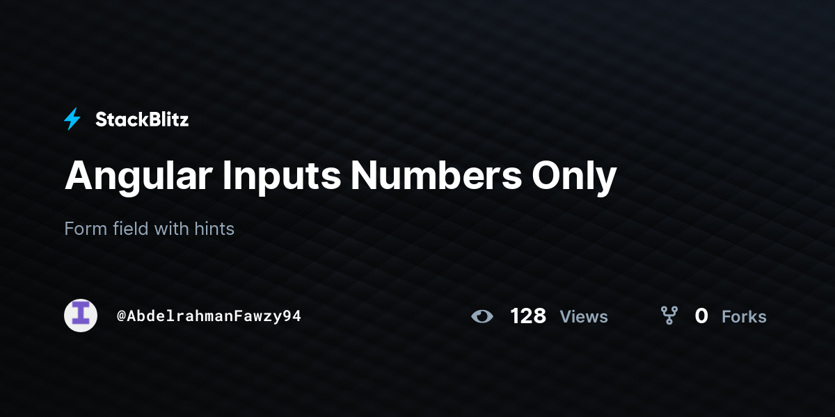 Angular Inputs Numbers Only - StackBlitz