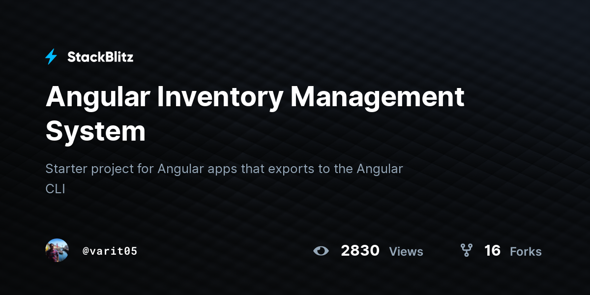 Angular Inventory Management System - StackBlitz