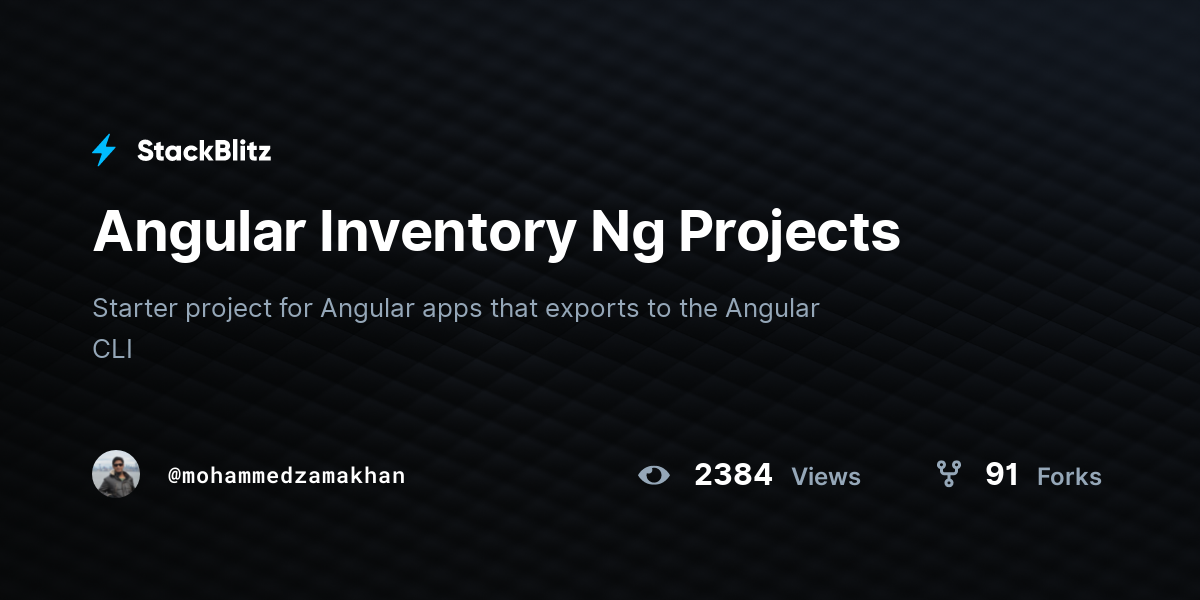 Angular Inventory Ng Projects - StackBlitz