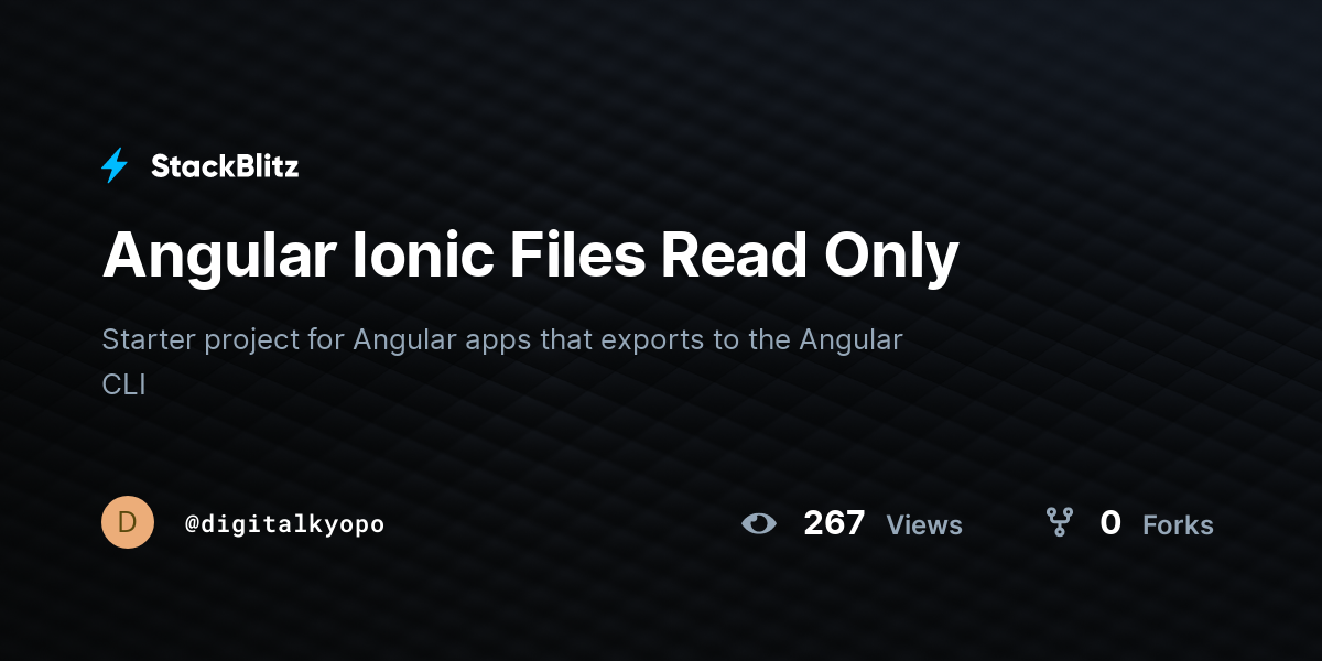 Angular Ionic Files Read Only - StackBlitz