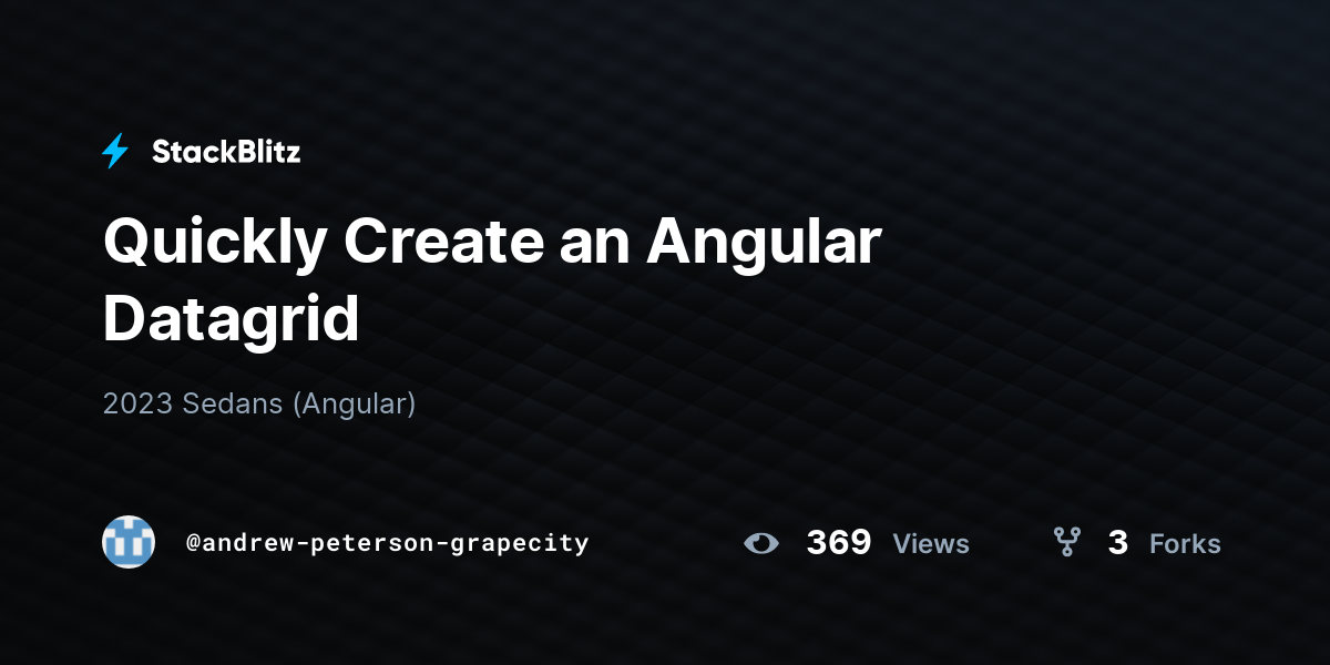 Quickly Create an Angular Datagrid - StackBlitz