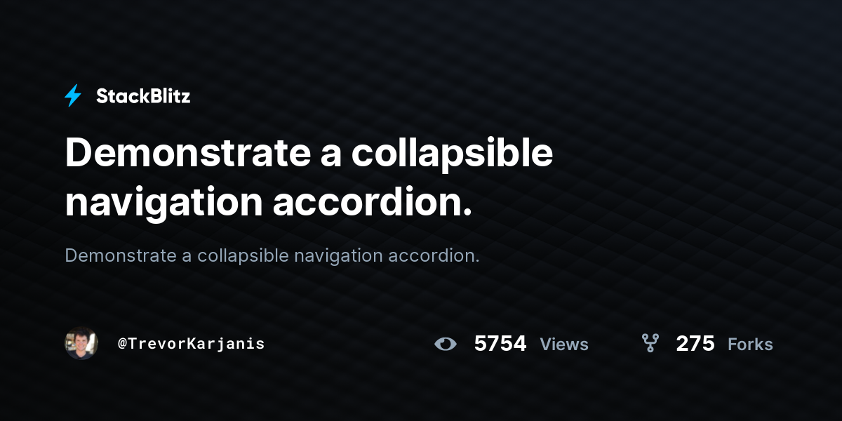 Demonstrate a collapsible navigation accordion. - StackBlitz