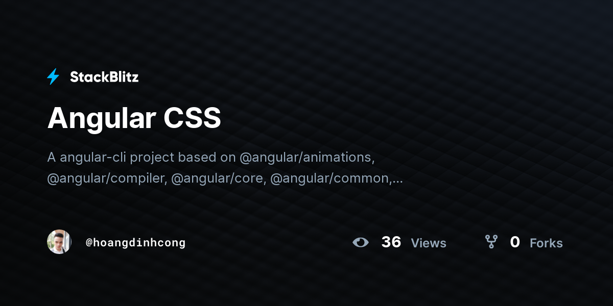 Angular CSS - StackBlitz