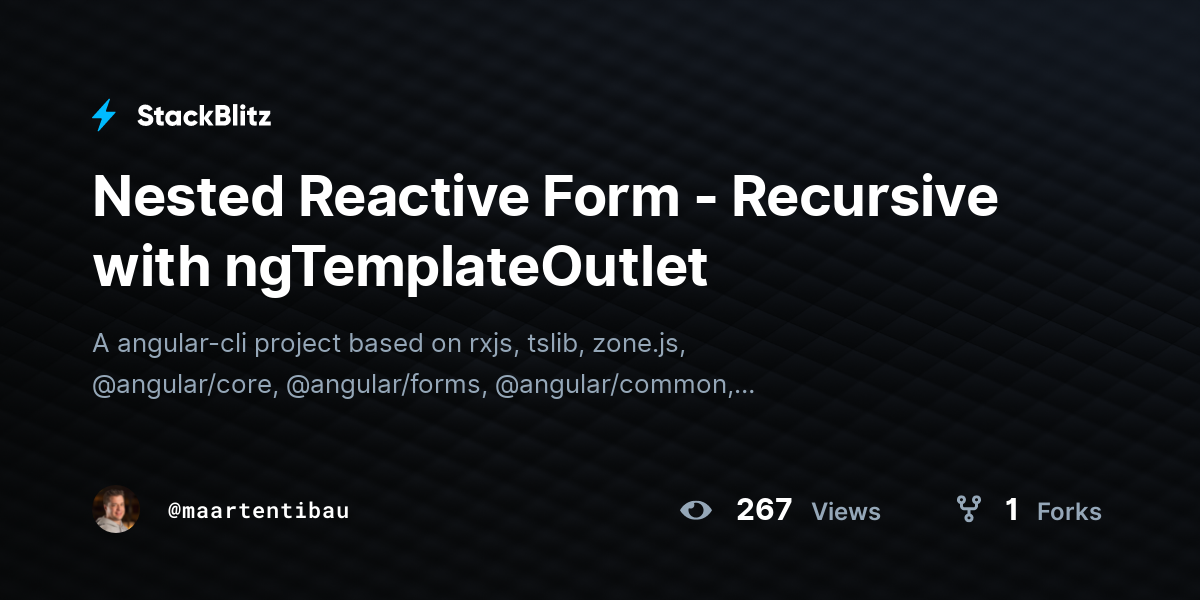 Nested Reactive Form - Recursive with ngTemplateOutlet - StackBlitz
