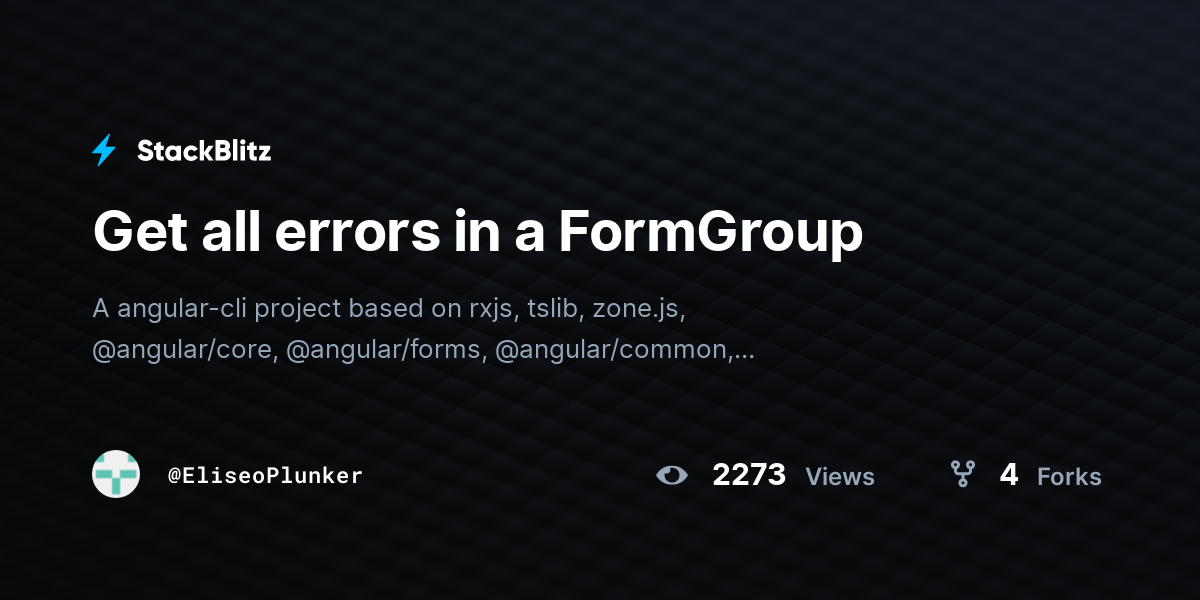 Get All Errors In A Formgroup Stackblitz