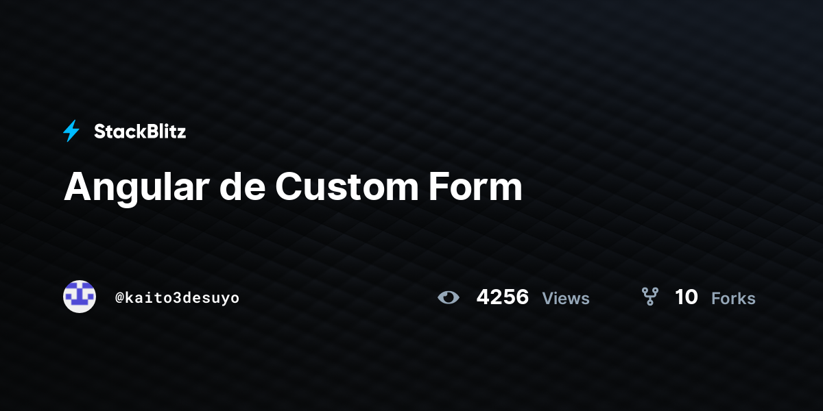 Angular de Custom Form - StackBlitz